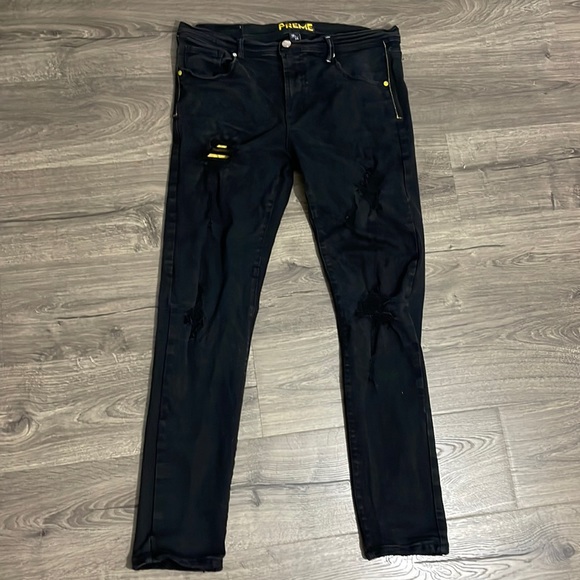 preme | Jeans | Preme Men Black Distressed Straight Leg Slim Fit Moto ...